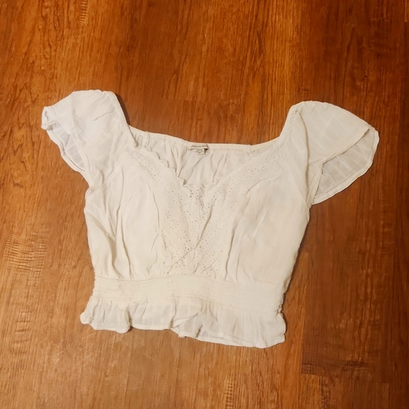 American Eagle Outfitters | Tops | White Eyelet Lace Crop Top | Poshmark